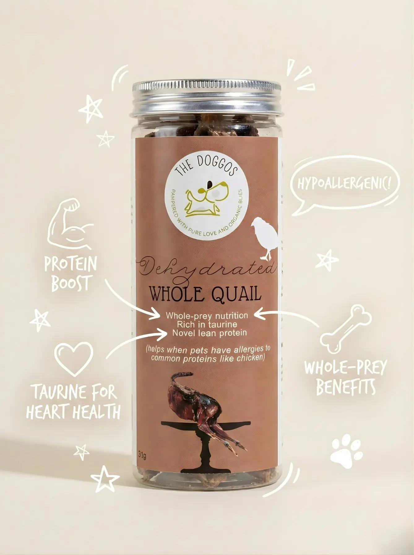 Dehydrated Whole Quail | The Doggos